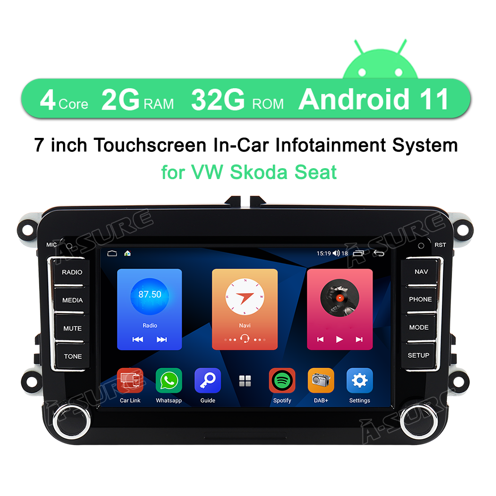7" 2+32GB Wireless Carplay & Android Auto 11 GPS Navi Car Radio for VW